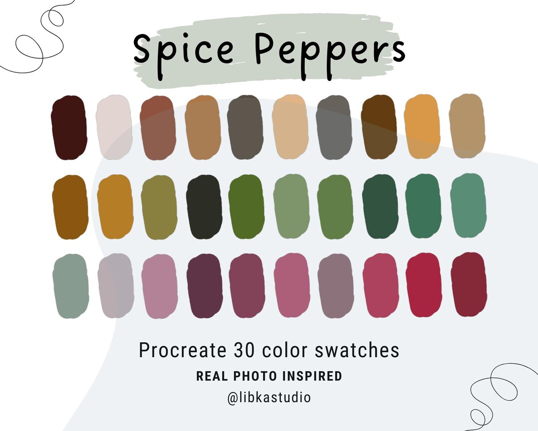 30 Colors Procreate Swatches | HEX Codes Digital Art Palette | iPad ...
