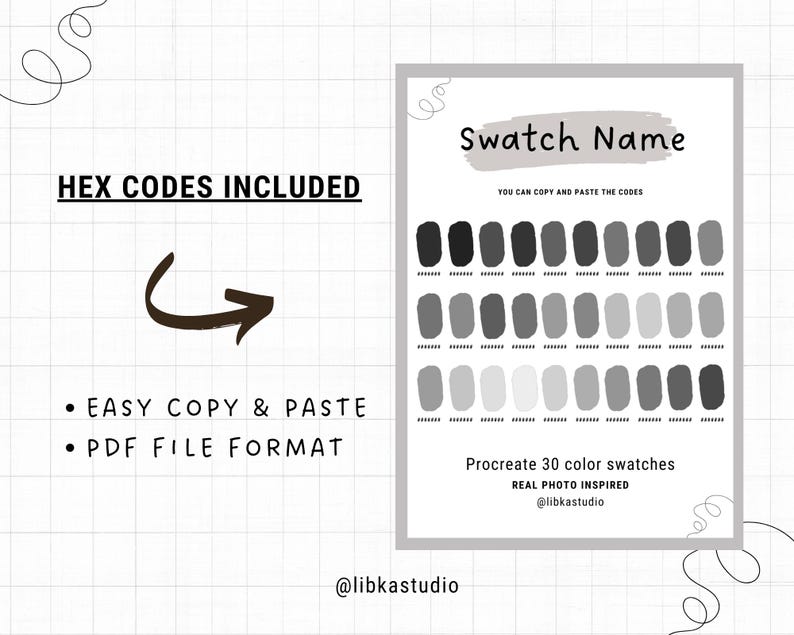 Procreate Swatches 30 Colors | Digital Art Palette HEX Codes | iPad ...