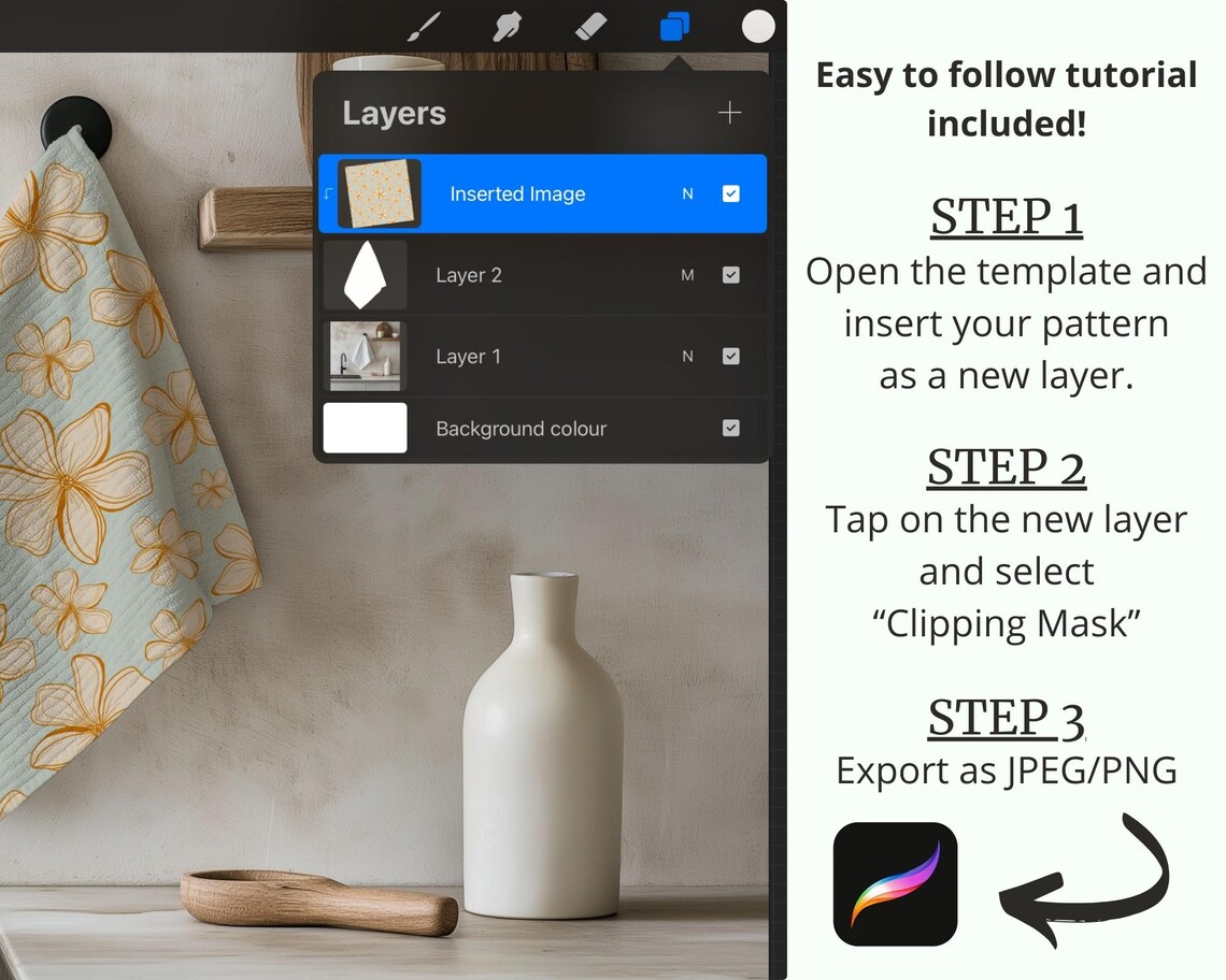 White Pencil Case Template for Procreate and Photoshop, Seamless Pattern Mockup, Showcase for ...