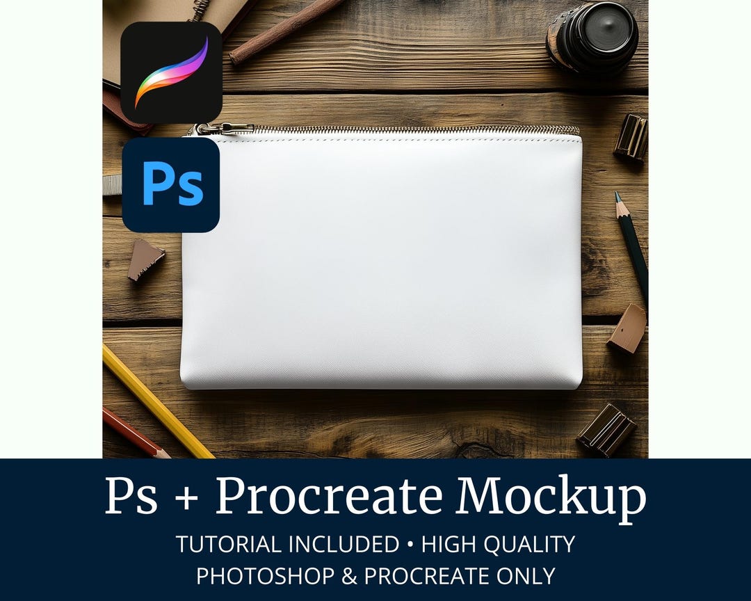 White Pencil Case Template for Procreate and Photoshop, Seamless ...
