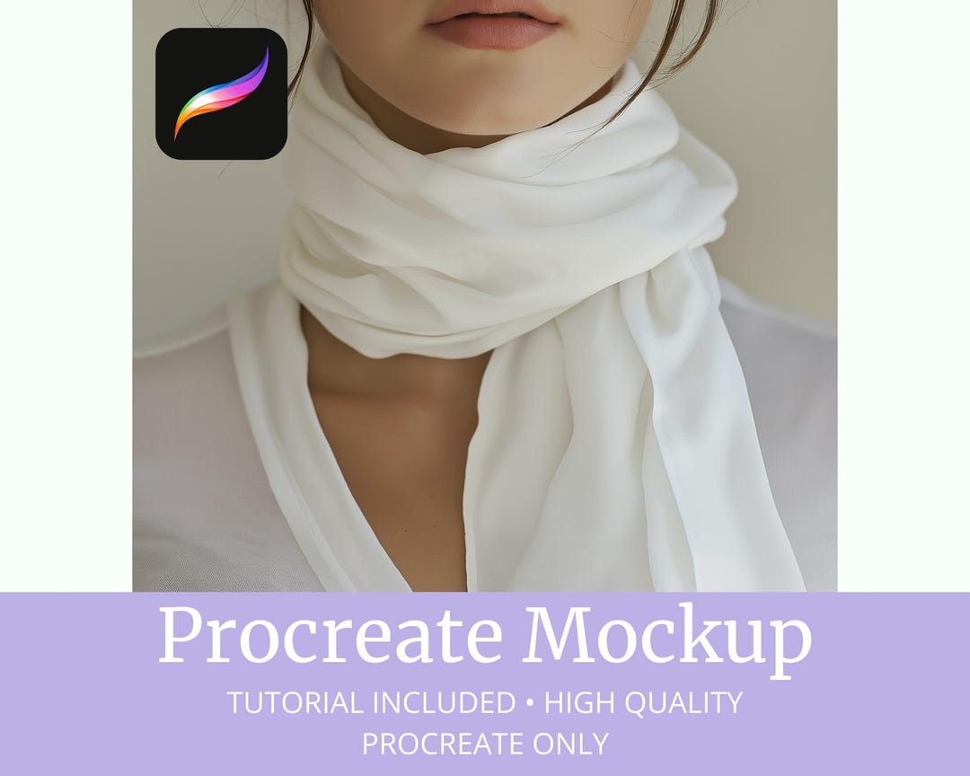 Mockup Scarf Procreate Seamless Pattern, Showcase for Digital Paper, Procreate Template, Mockup ...