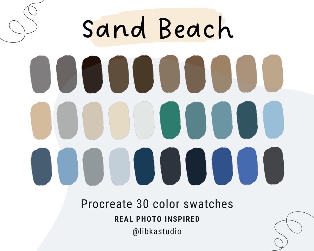 Sandy Dark Tones Procreate Swatches, Color Palette Plus HEX Codes, Ipad ...