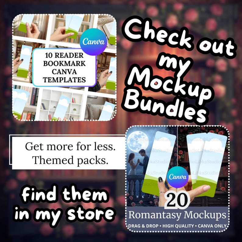 Editable Canva Mockup Template - Bookmark, Drag&drop 2x6" Bookmark ...
