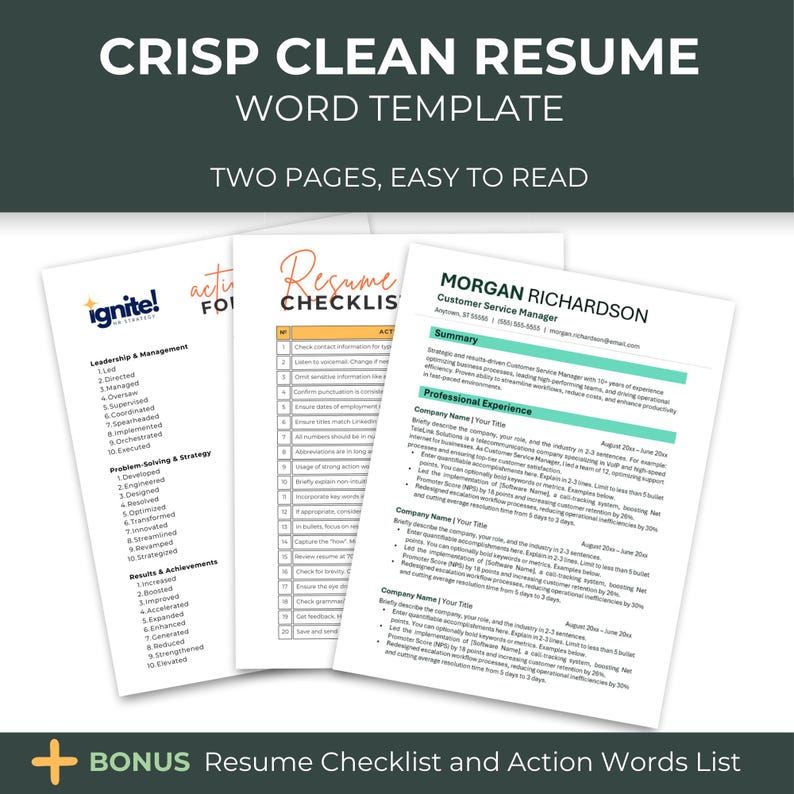 ATS Friendly Resume Template | Simple & Classic CV | Microsoft Word ...