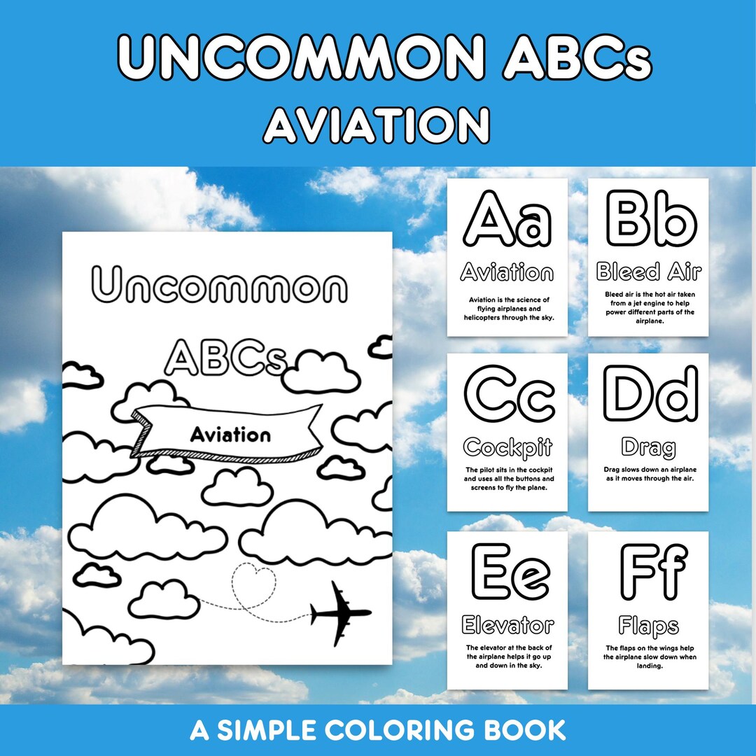 ABC Coloring Book, Simple Coloring Book for Toddlers, Aviation Words ...