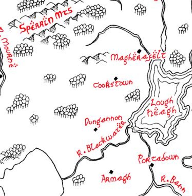 Map of Northern Ireland Hand Drawn Tolkien Style Map Artwork - Etsy