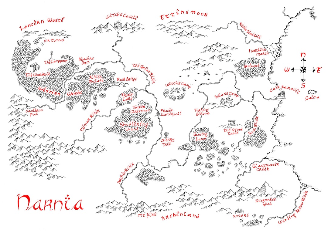 Map of Narnia Hand Drawn Tolkien Style Map Artwork - Etsy