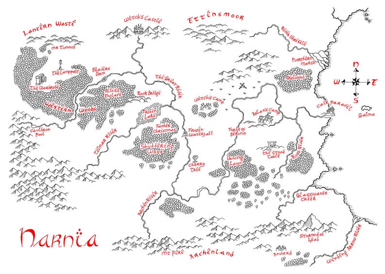 Map of Narnia Hand Drawn Tolkien Style Map Artwork - Etsy