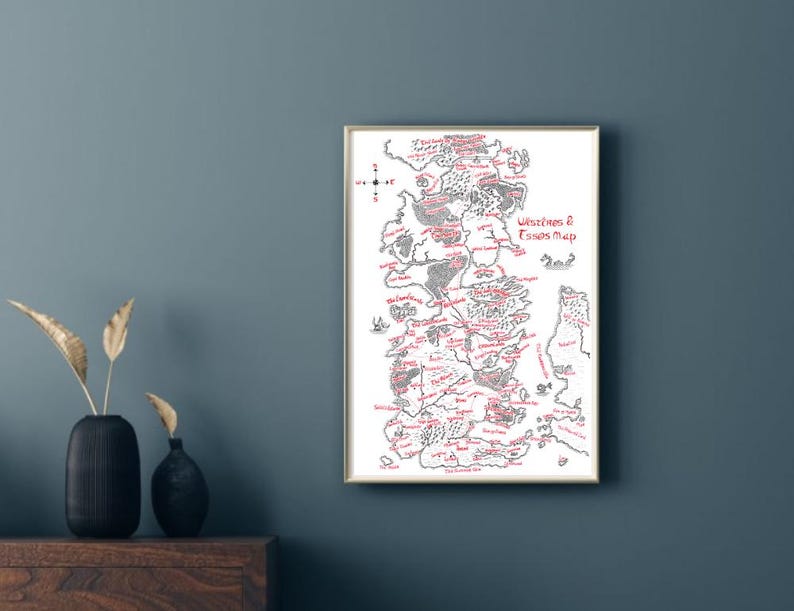 Map of Westeros & Essos Hand Drawn Tolkien Style Map Artwork - Etsy UK