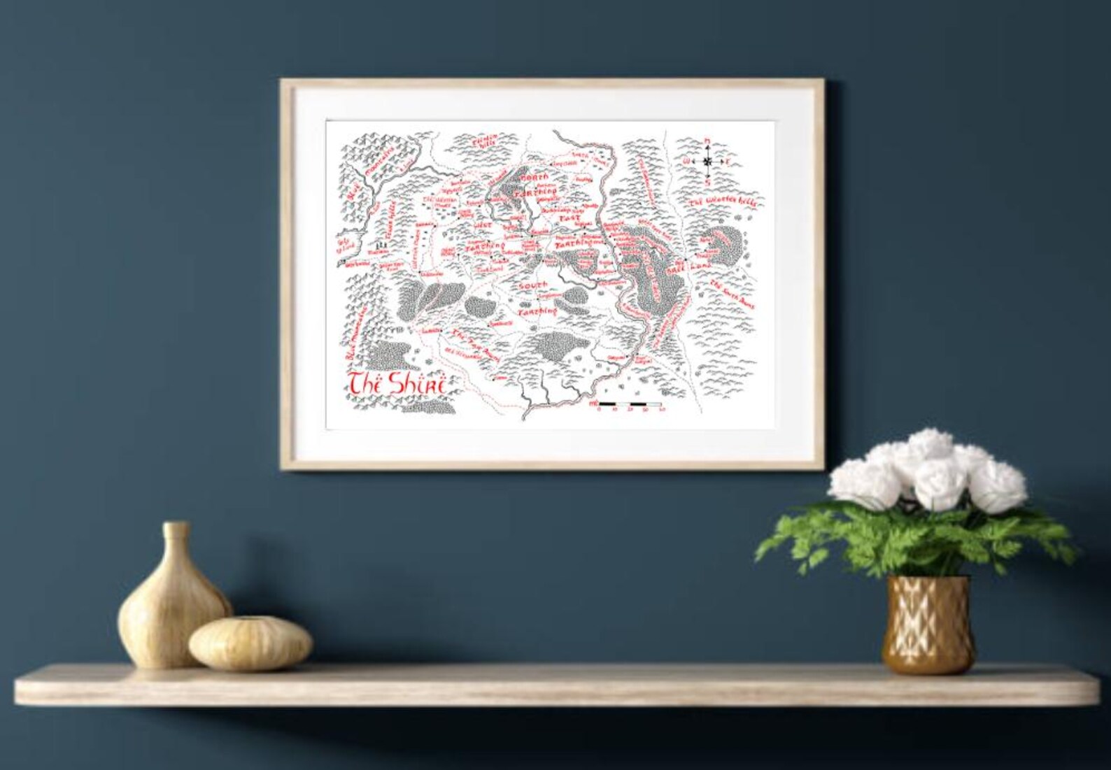 Map of the Shire Hand Drawn Tolkien Style Map Artwork - Etsy