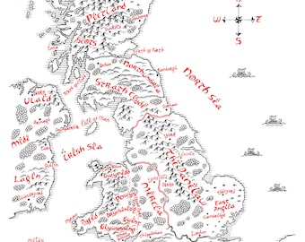 Map of King Arthur's Britain Hand Drawn Tolkien Style Map Artwork - Etsy UK