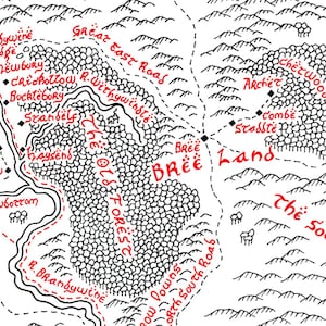 Map of the Shire Hand Drawn Tolkien Style Map Artwork - Etsy