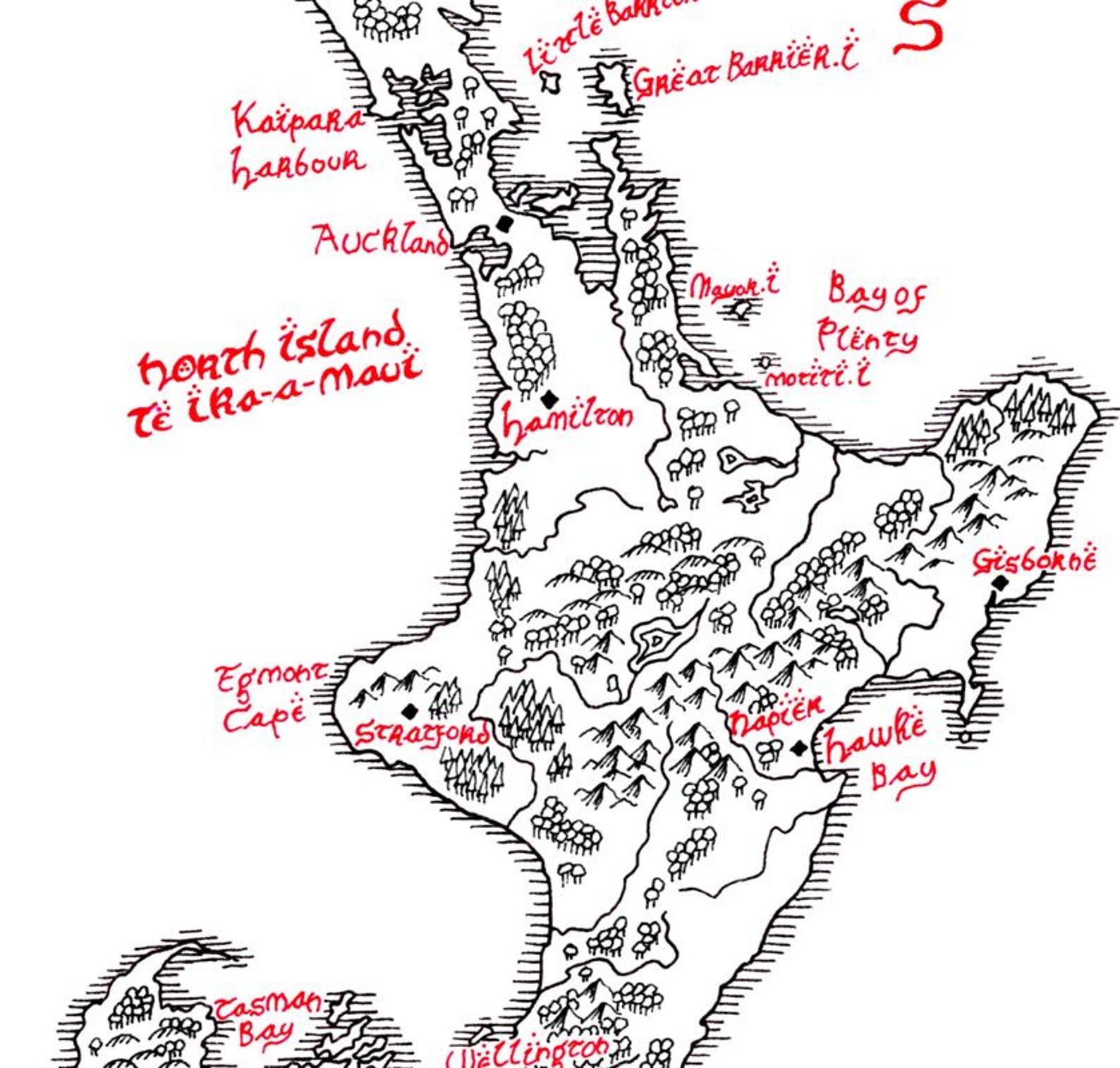 Map of New Zealand Hand Drawn Tolkien Style Map Artwork - Etsy
