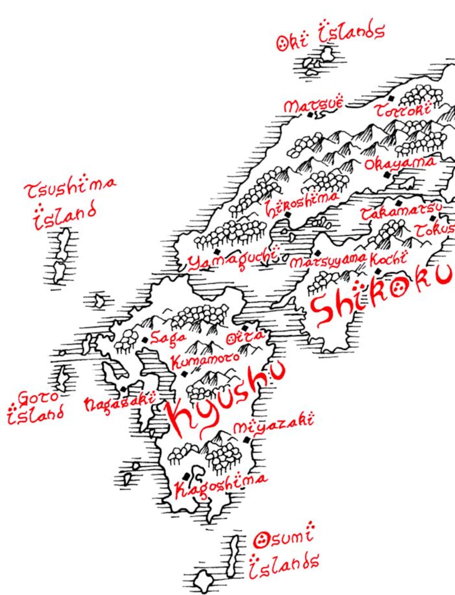 Map of Japan Hand Drawn Tolkien Style Map Artwork - Etsy