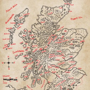 Map of Scotland Hand Drawn Tolkien Style Map Artwork - Etsy