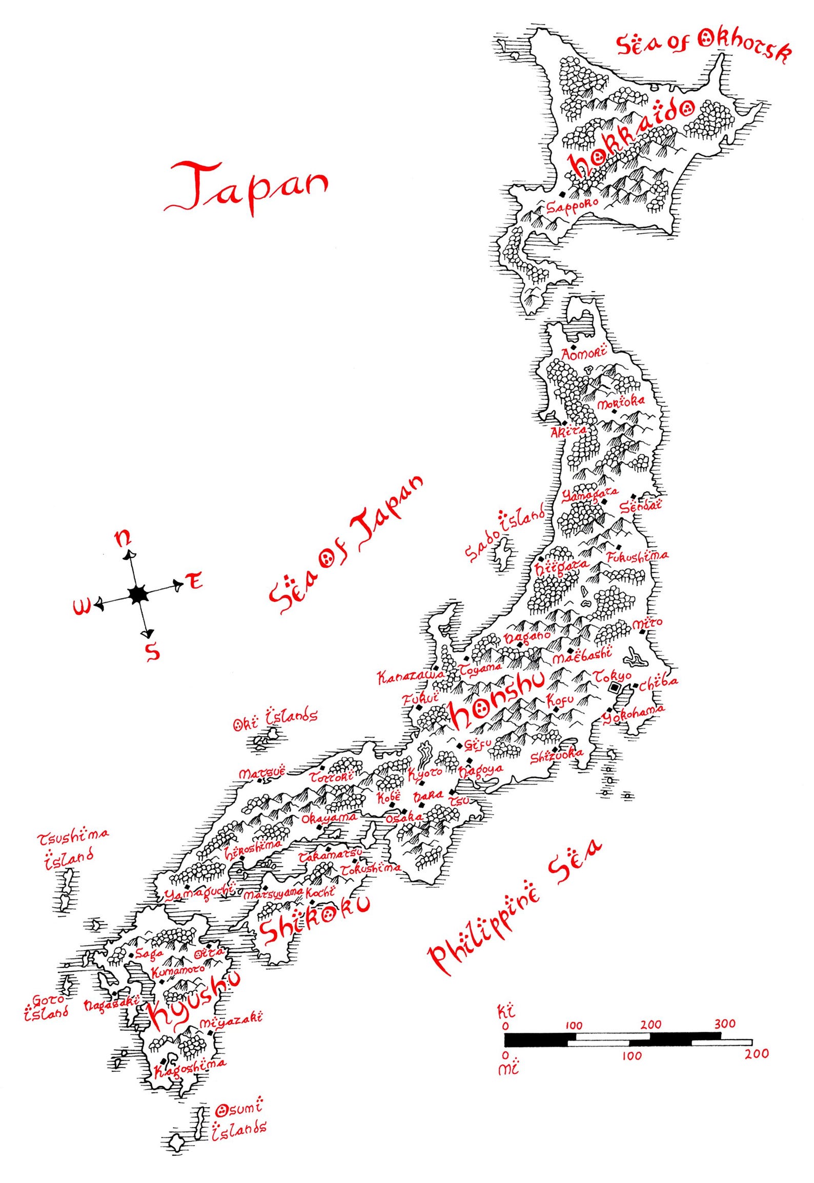 Map of Japan Hand Drawn Tolkien Style Map Artwork - Etsy