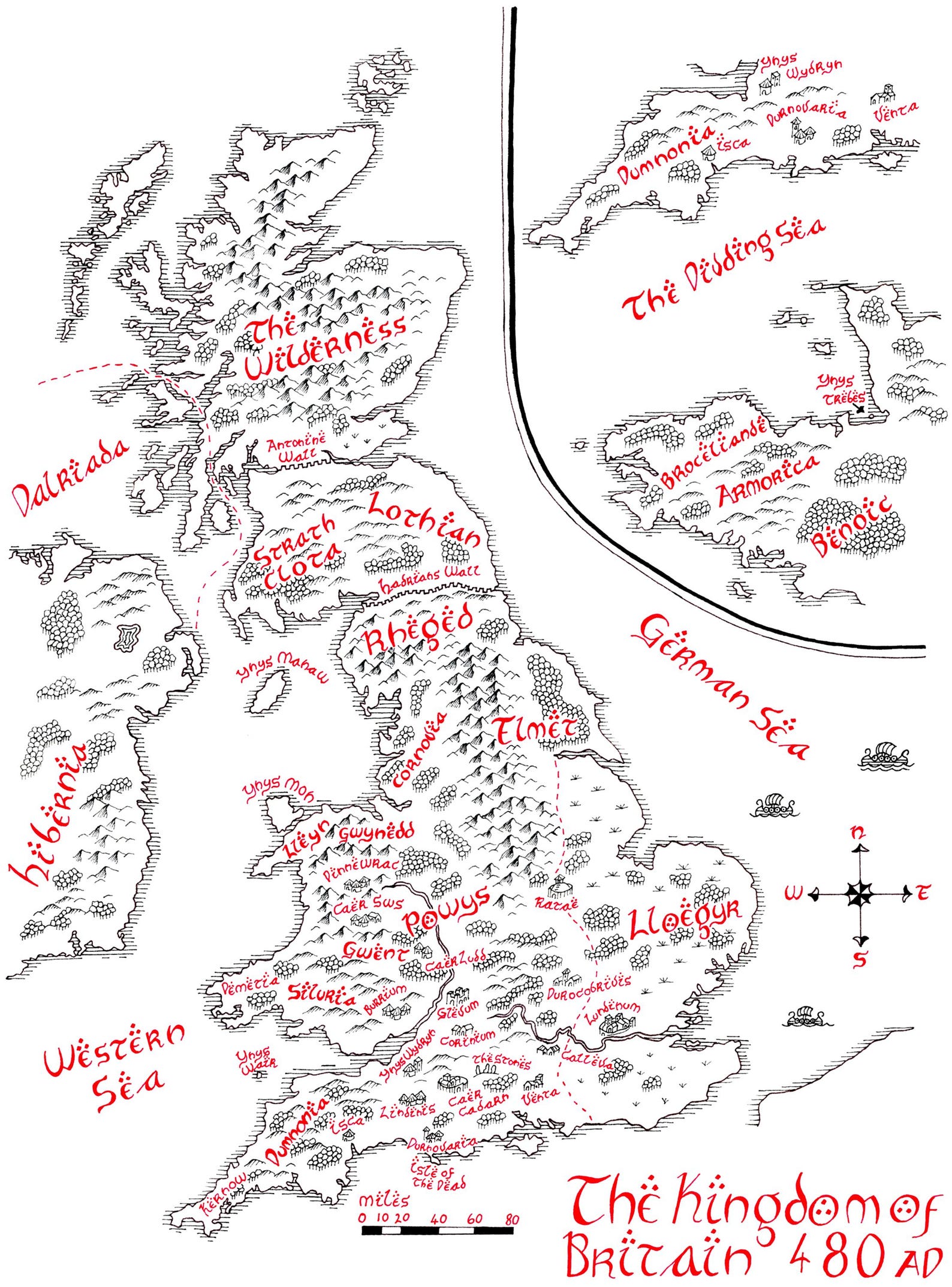 Map of King Arthur's Britain Hand Drawn Tolkien Style Map Artwork - Etsy