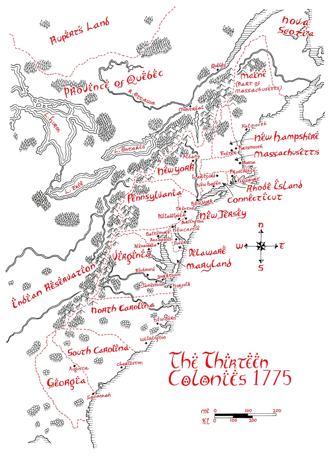Map of the Thirteen Colonies Hand Drawn Tolkien Style Map Artwork - Etsy