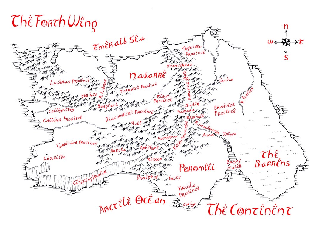 Forth Wing Map Hand Drawn Tolkien Style Map Artwork - Etsy