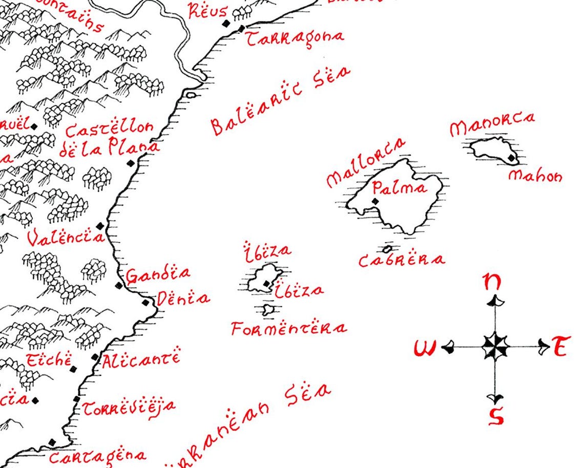 Map of Spain Hand Drawn Tolkien Style Map Artwork - Etsy