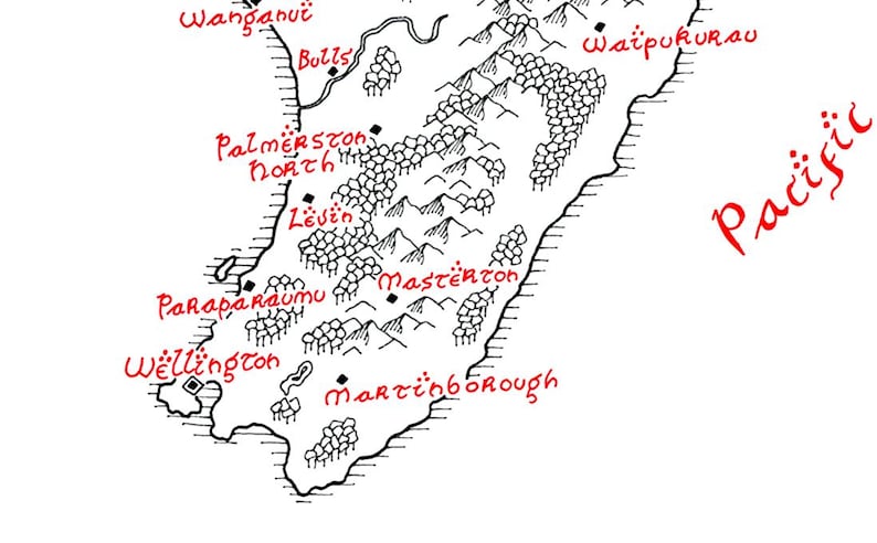 Map of New Zealand - North Island Hand Drawn Tolkien Style Map Artwork ...
