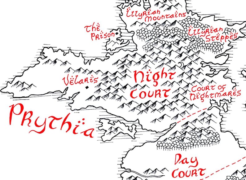 Court of Thorns & Roses Map Hand Drawn Tolkien Style Map Artwork - Etsy
