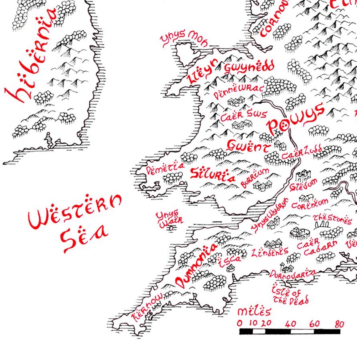 Map of King Arthur's Britain Hand Drawn Tolkien Style Map Artwork - Etsy