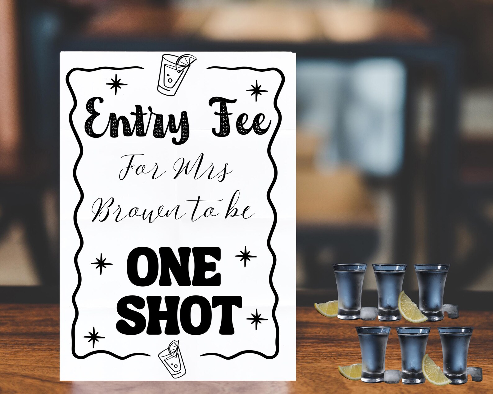Editable Entry Fee: One Shot Sign (instant Download) - Etsy