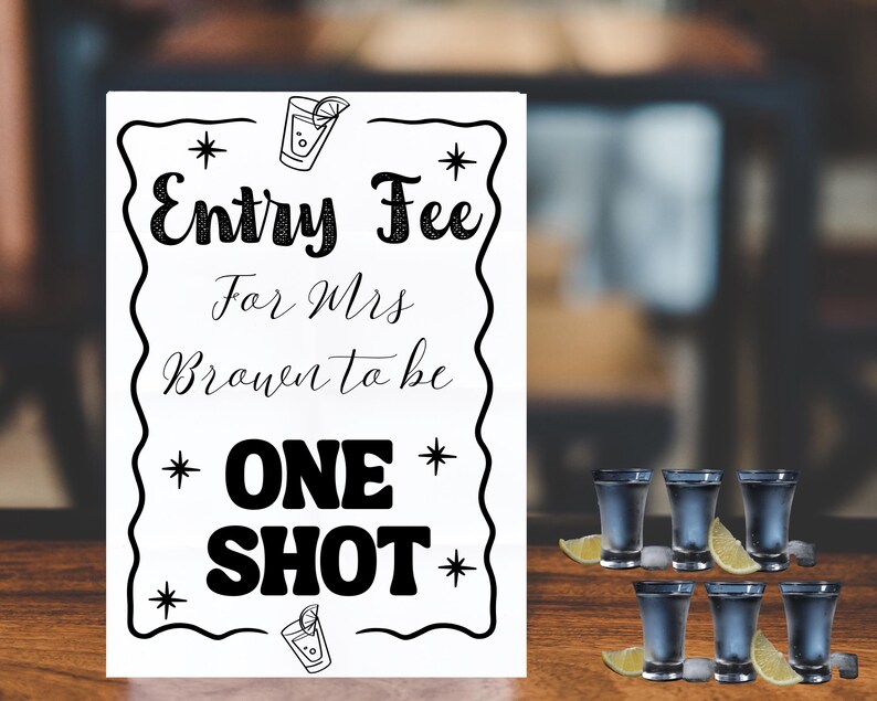 Editable Entry Fee: One Shot Sign (instant Download) - Etsy