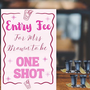 Entry Fee: One Shot Sign Editable Funky Pink Design - INSTANT Digital ...