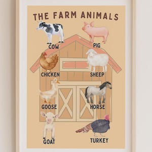 Farm Animals Educational Poster – Preschool & Nursery Wall Art ...