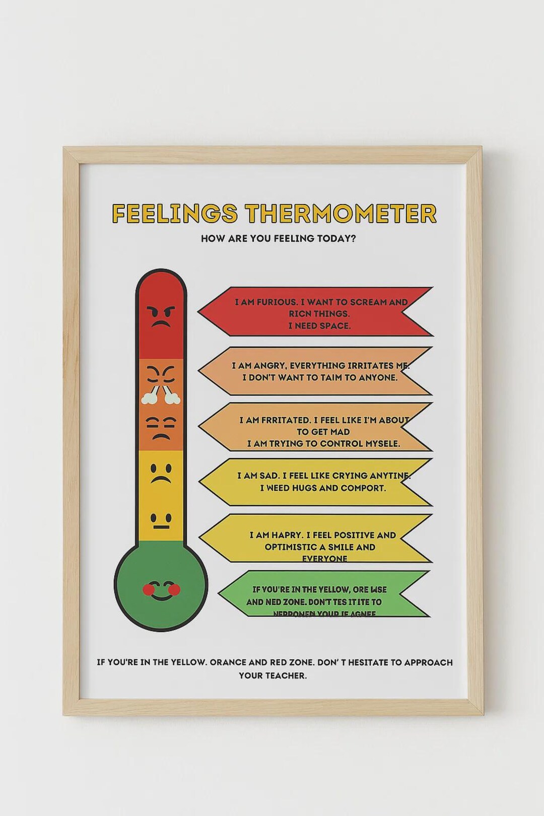 Feelings Thermometer, Classroom Decor, Kindergarten Posters, Learning ...
