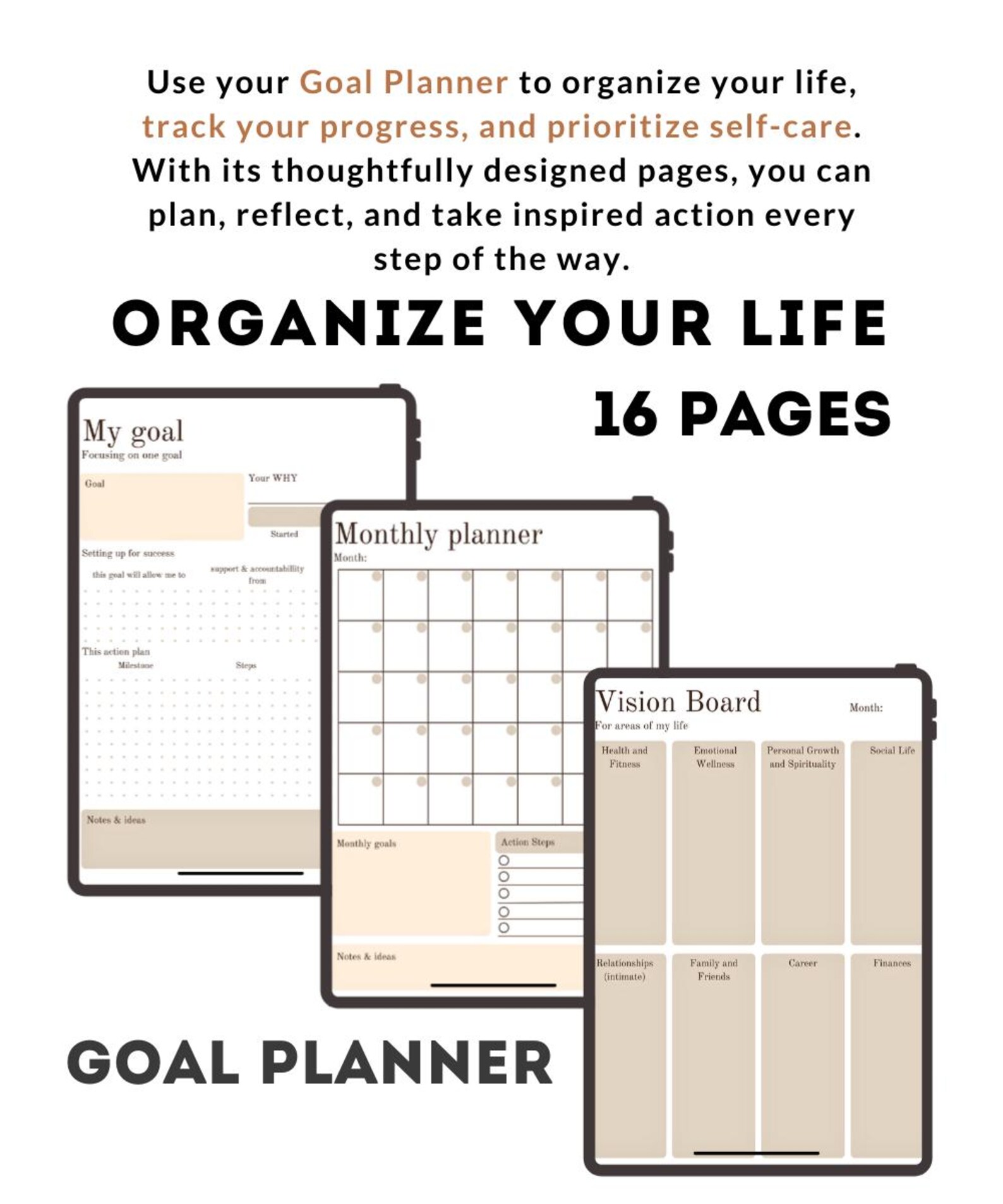 Self-improvement Goal Setting Journal for SMART Goals Tracking and ...