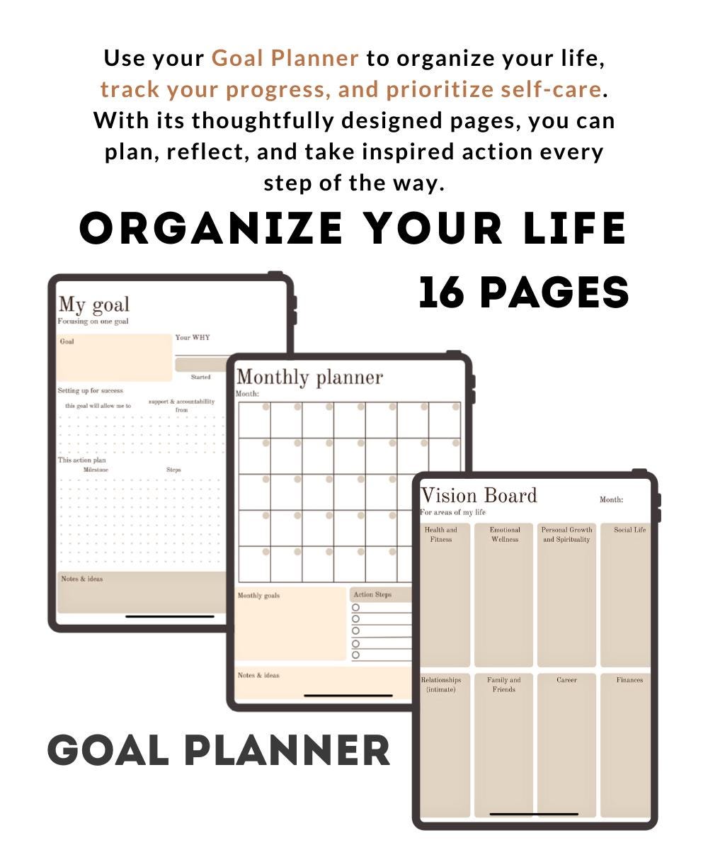 Self-improvement Goal Setting Journal for SMART Goals Tracking and ...