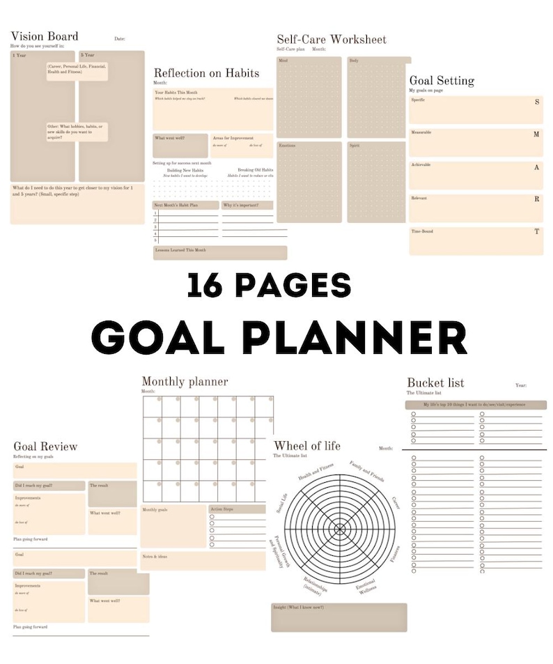 Self-improvement Goal Setting Journal for SMART Goals Tracking and ...