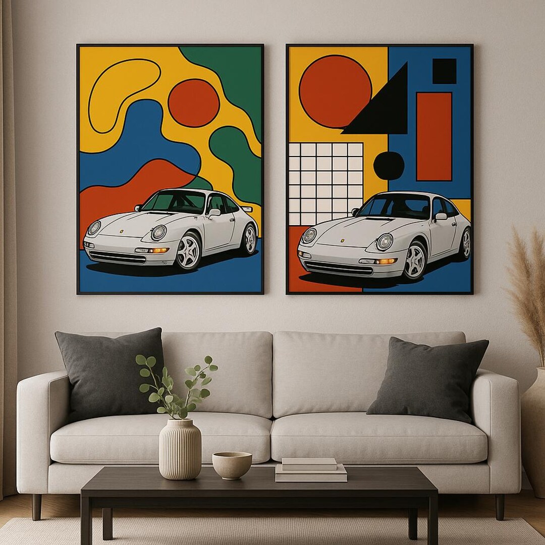 Pop Art Car Poster – Retro Supercar Wall Art Print – Porsche, Ferrari ...