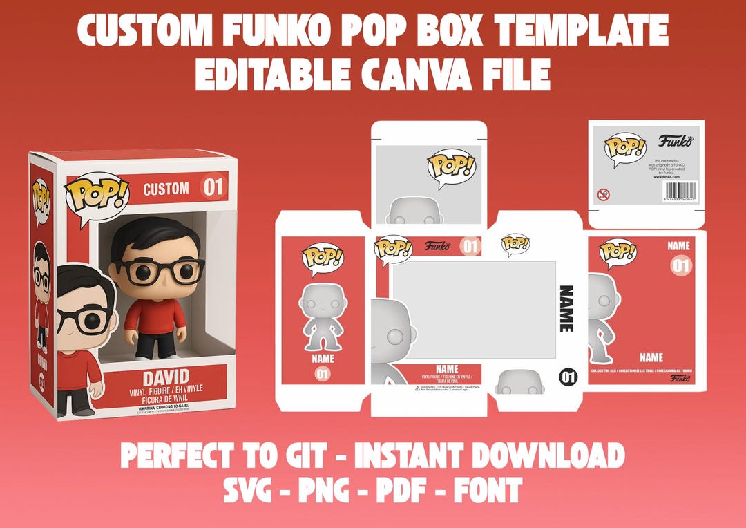 Funko POP Box Canva Template Svg, Custom Funko Pop Box, Editable Funko Box, Funko Display ...