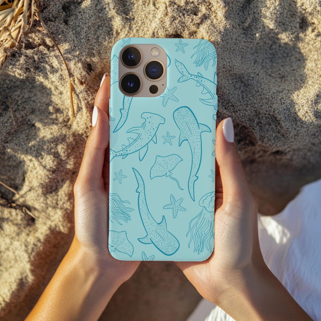 Shark Phone Case, Ocean Phone Case, Whale & Hammerhead Sharks, Marine ...