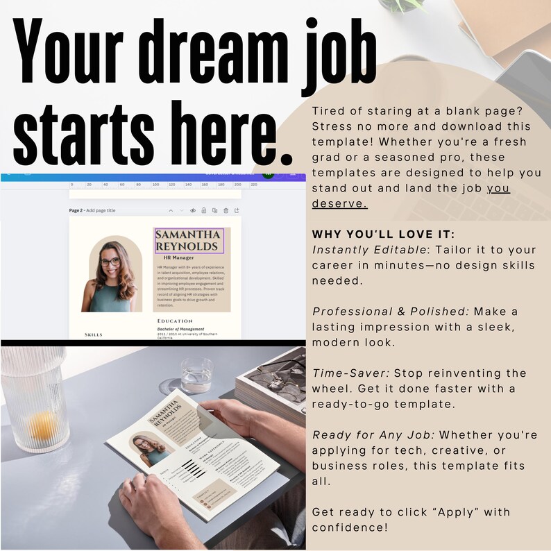Instant Download Editable Resume & Cover Letter Template | Professional ...