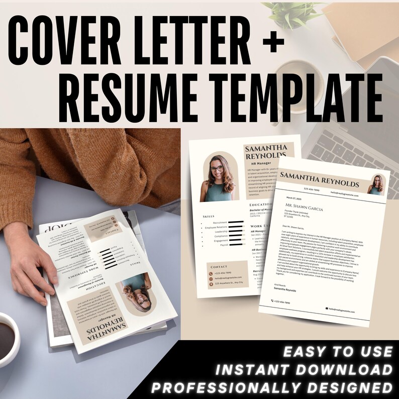 Instant Download Editable Resume & Cover Letter Template | Professional ...