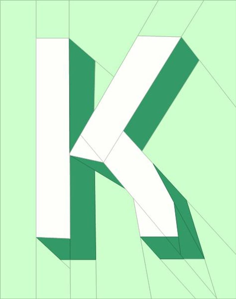 Foundation Paper Piecing Pattern - Letter K With Shadow - Etsy