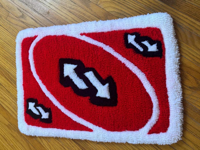 Red Reverse Card Tufted Rug - Etsy