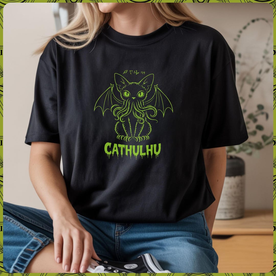 CATHULHU Devon Rex Tee Eldritch Familiar T-shirt Cthulhu Feline Horror ...