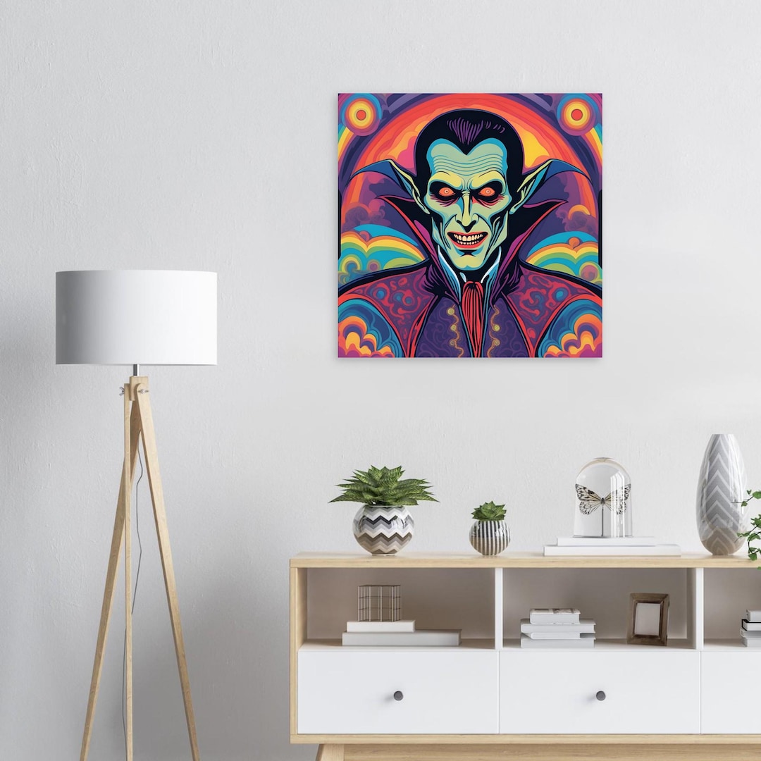 Retro Dracula Art Poster Psychedelic Vampire Semi-gloss Premium Wall ...