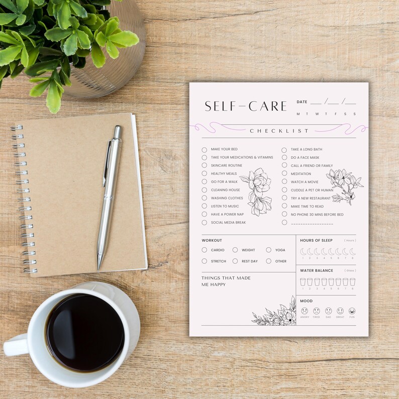 Self Care Planner Printable Mindfulness, Self-love Journal Mental ...