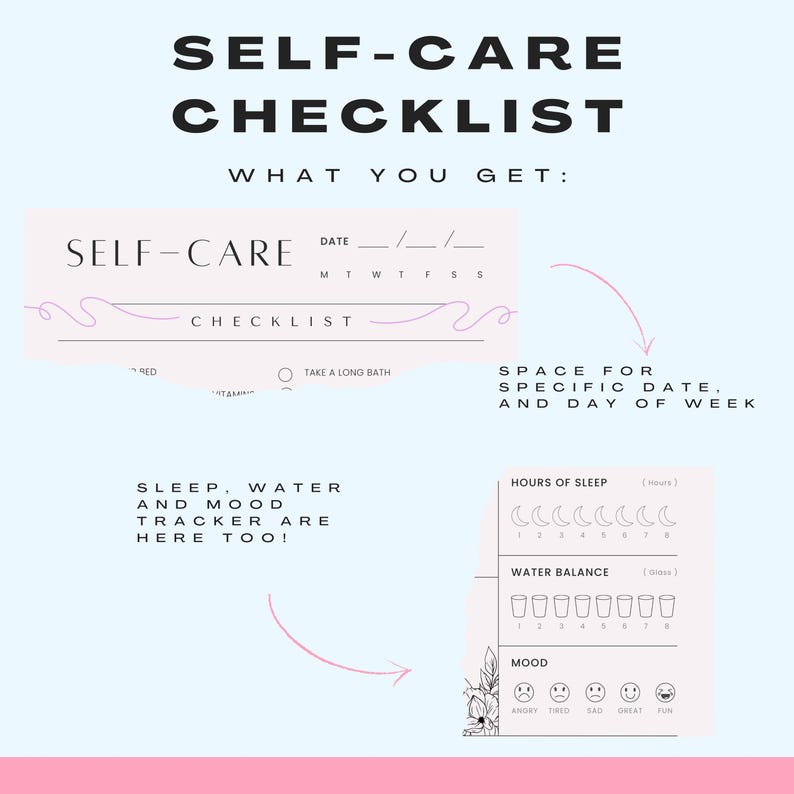 Self Care Planner Printable Mindfulness, Self-love Journal Mental ...
