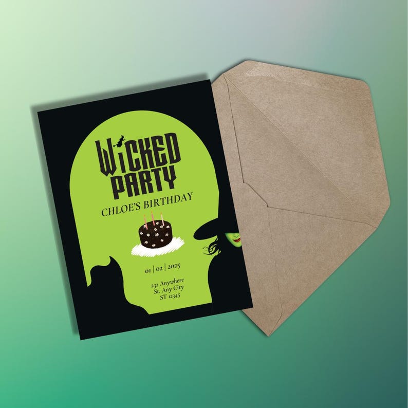 Customizable Wicked Birthday Invitations, Editable Invitation for Her ...