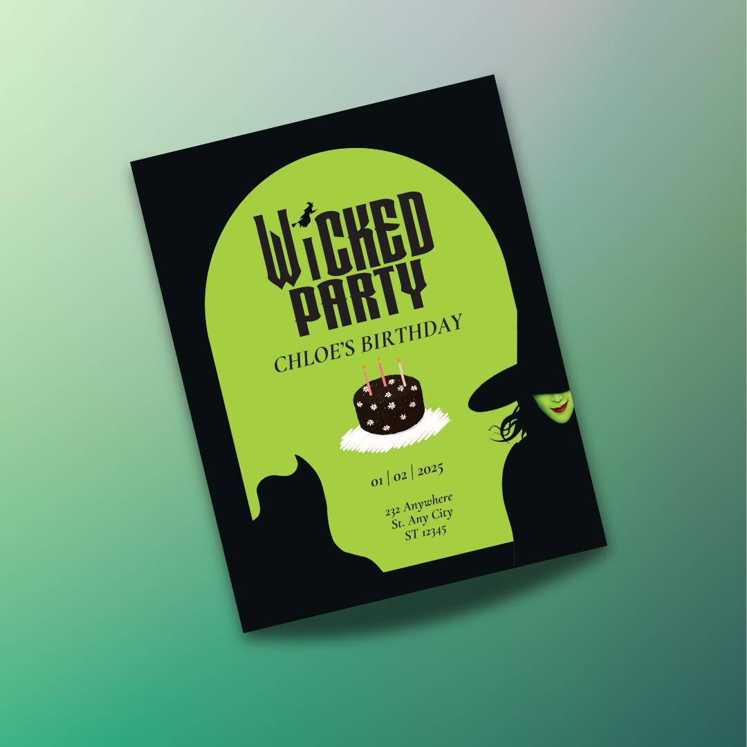 Customizable Wicked Birthday Invitations, Editable Invitation for Her ...