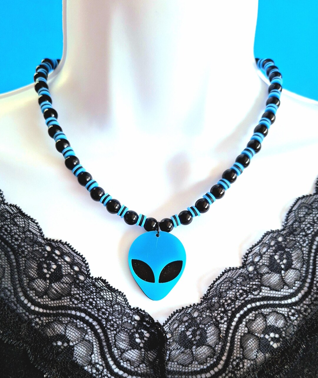 Alien Neon Cyberpunk Rave Choker Necklace,rave Harajuku Spacecore ...