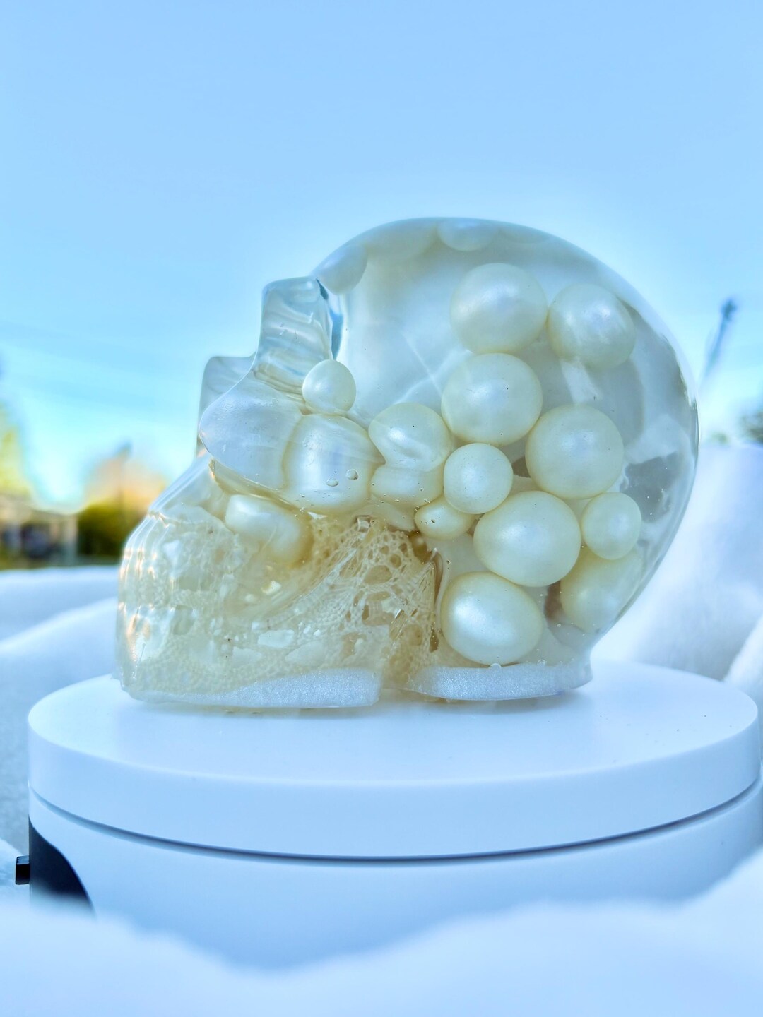 Elegant Resin Skull Filled With Pearls and a Hidden Skull, Perfect Gift ...